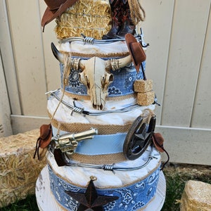 Cowboy Theme Diaper Cake-western Diaper Cake-cowboy Theme Baby Shower ...