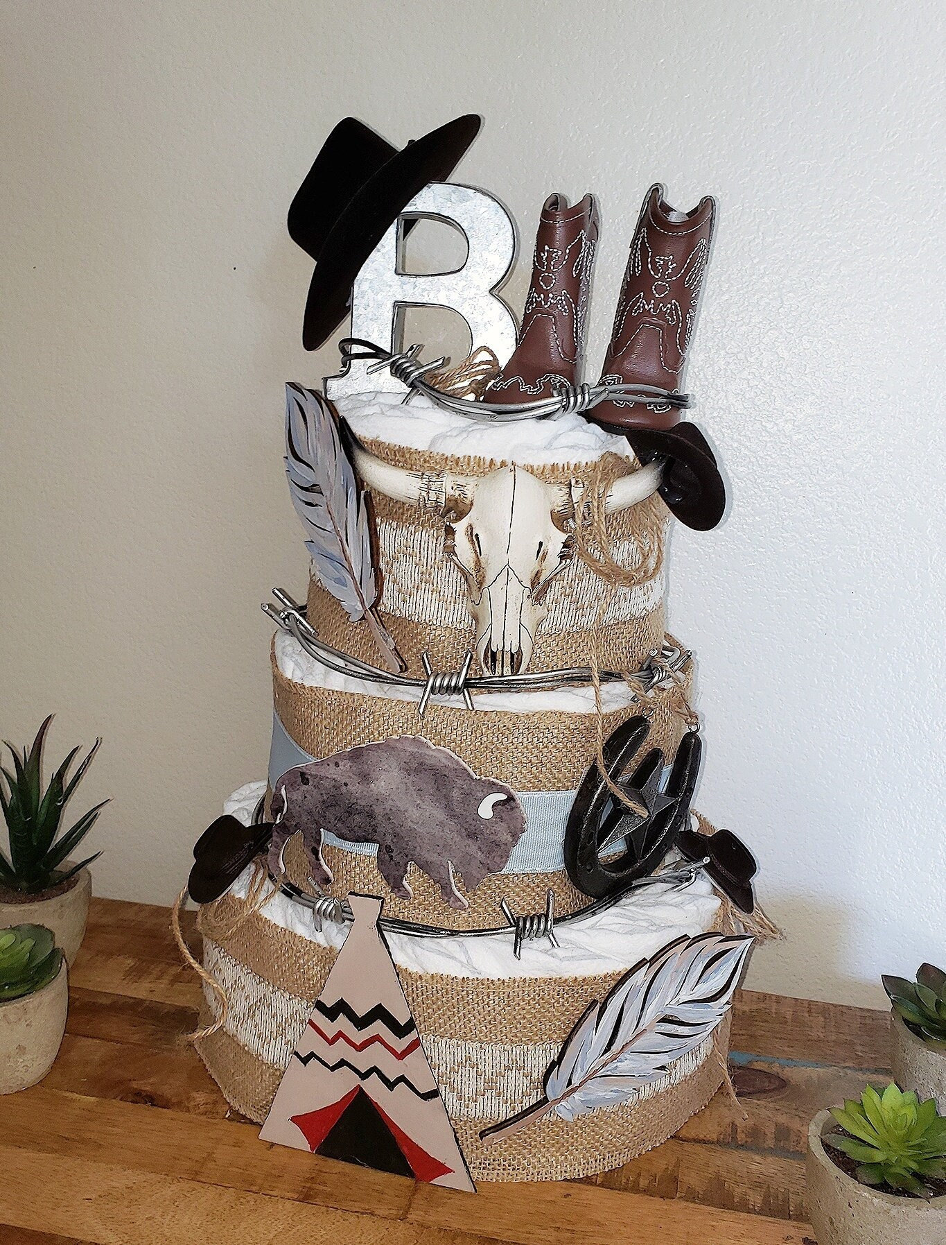 Western 3 Tier Diaper Cake Cowboy Diaper Cake-cowboy Baby - Etsy