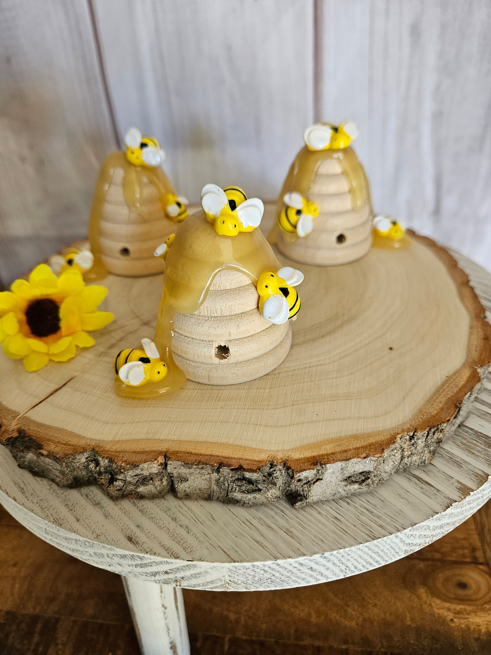 Wooden Beehive With Faux Honey-bee Decoration-bee Theme Baby Shower ...