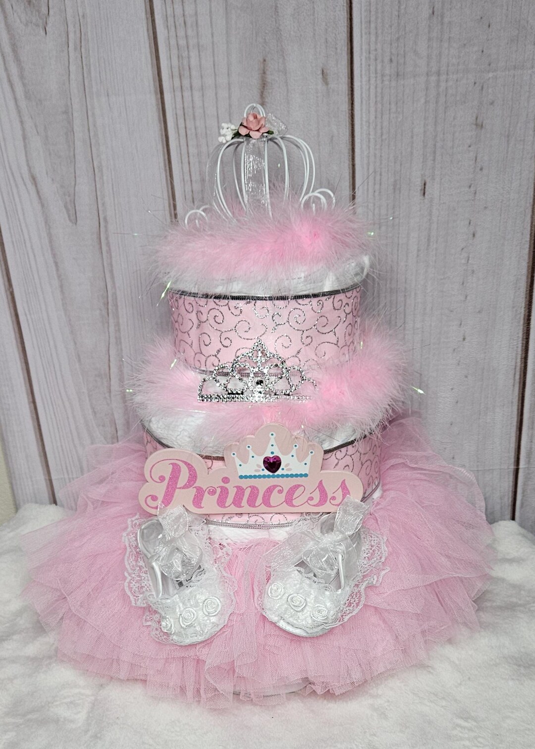 Princess Diaper Cake- Pink Tutu Diaper Cake- Princess Baby Shower ...