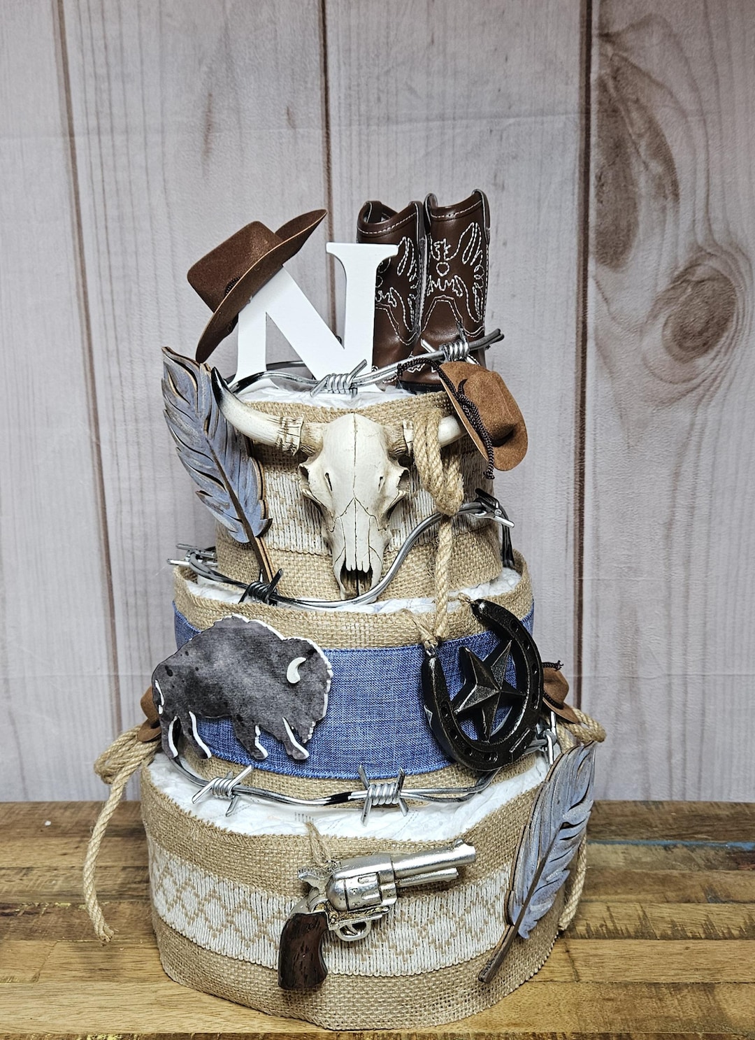 Western 3 Tier Diaper Cake- Cowboy Diaper Cake-cowboy Baby Shower ...