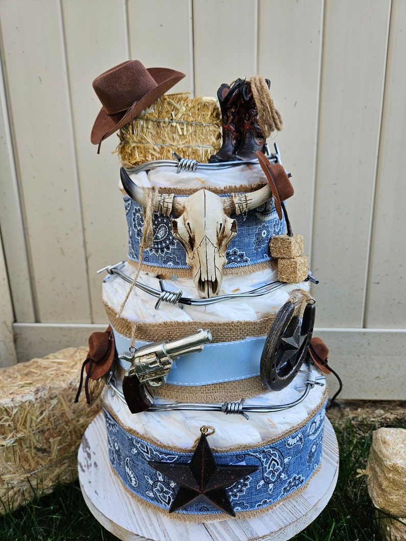 Cowboy Theme Diaper Cake-western Diaper Cake-cowboy Theme Baby Shower ...