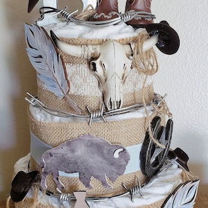 Western 3 Tier Diaper Cake- Cowboy Diaper Cake-cowboy Baby Shower ...