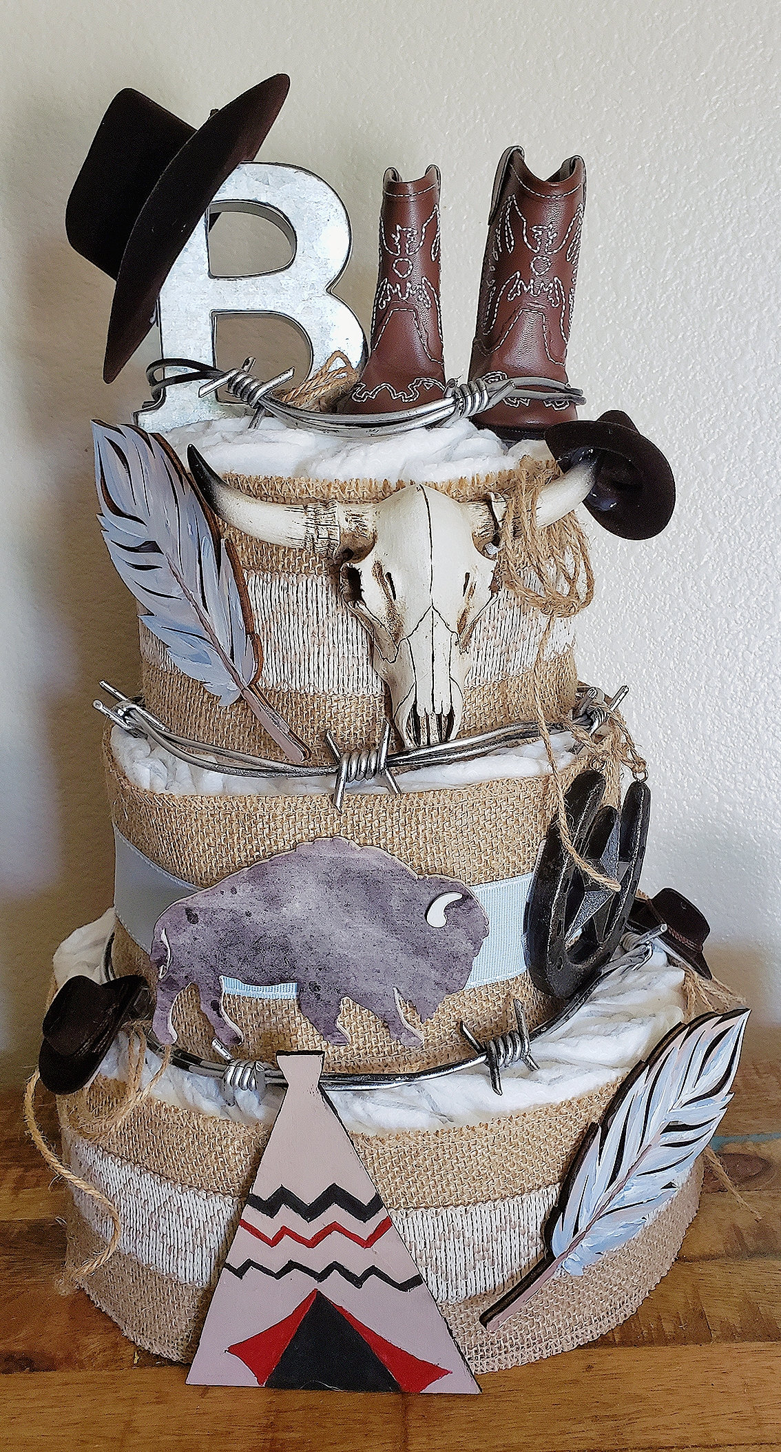 Western 3 Tier Diaper Cake Cowboy Diaper Cake-cowboy Baby - Etsy