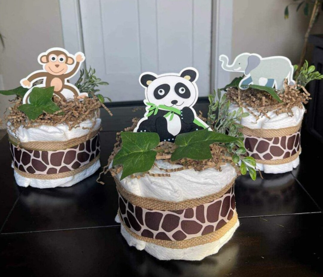Jungle Safari Diaper Cakes-set of 3 Safari Animals Baby Shower ...