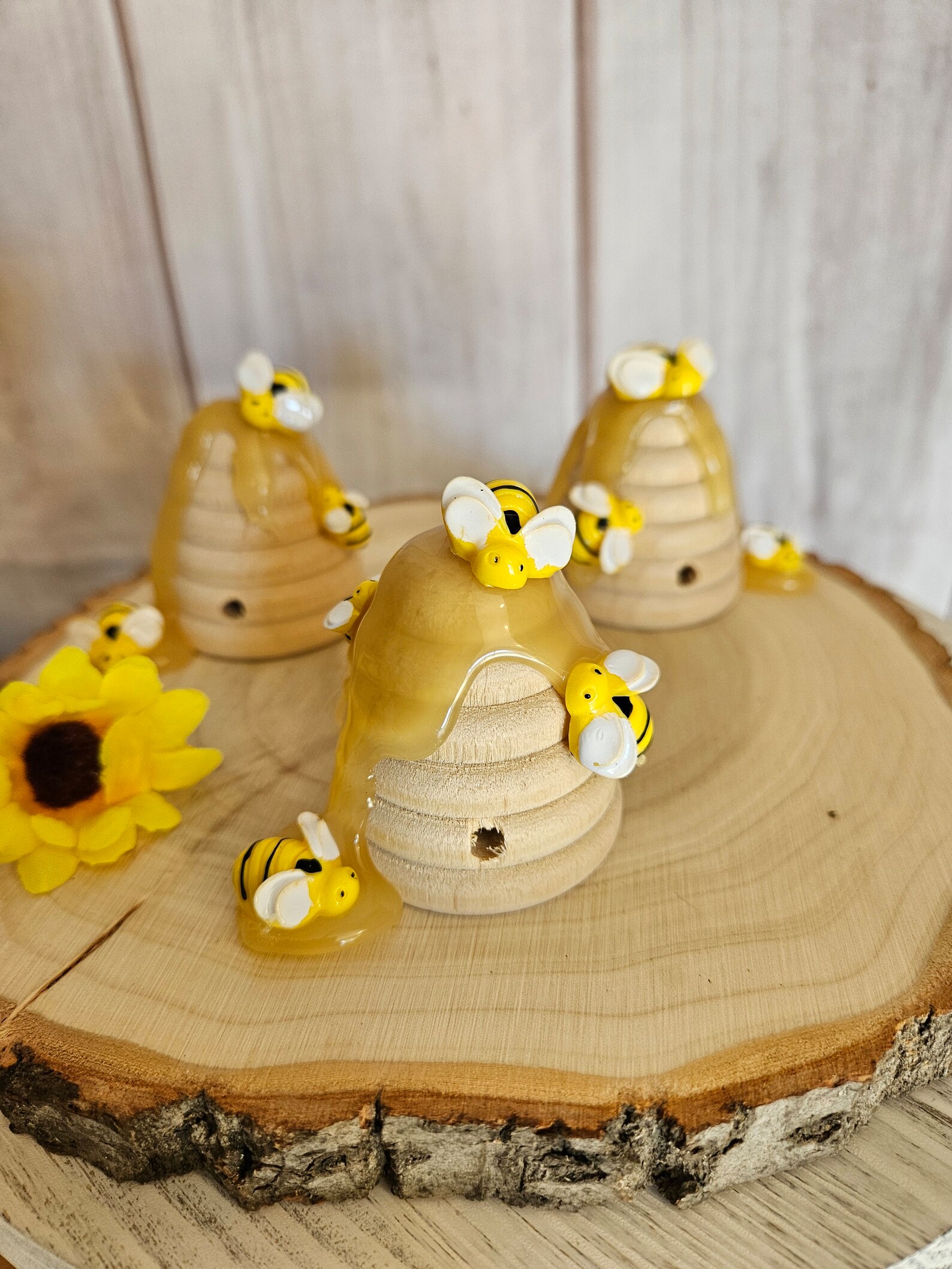 Wooden Beehive With Faux Honey-bee Decoration-bee Theme Baby Shower ...