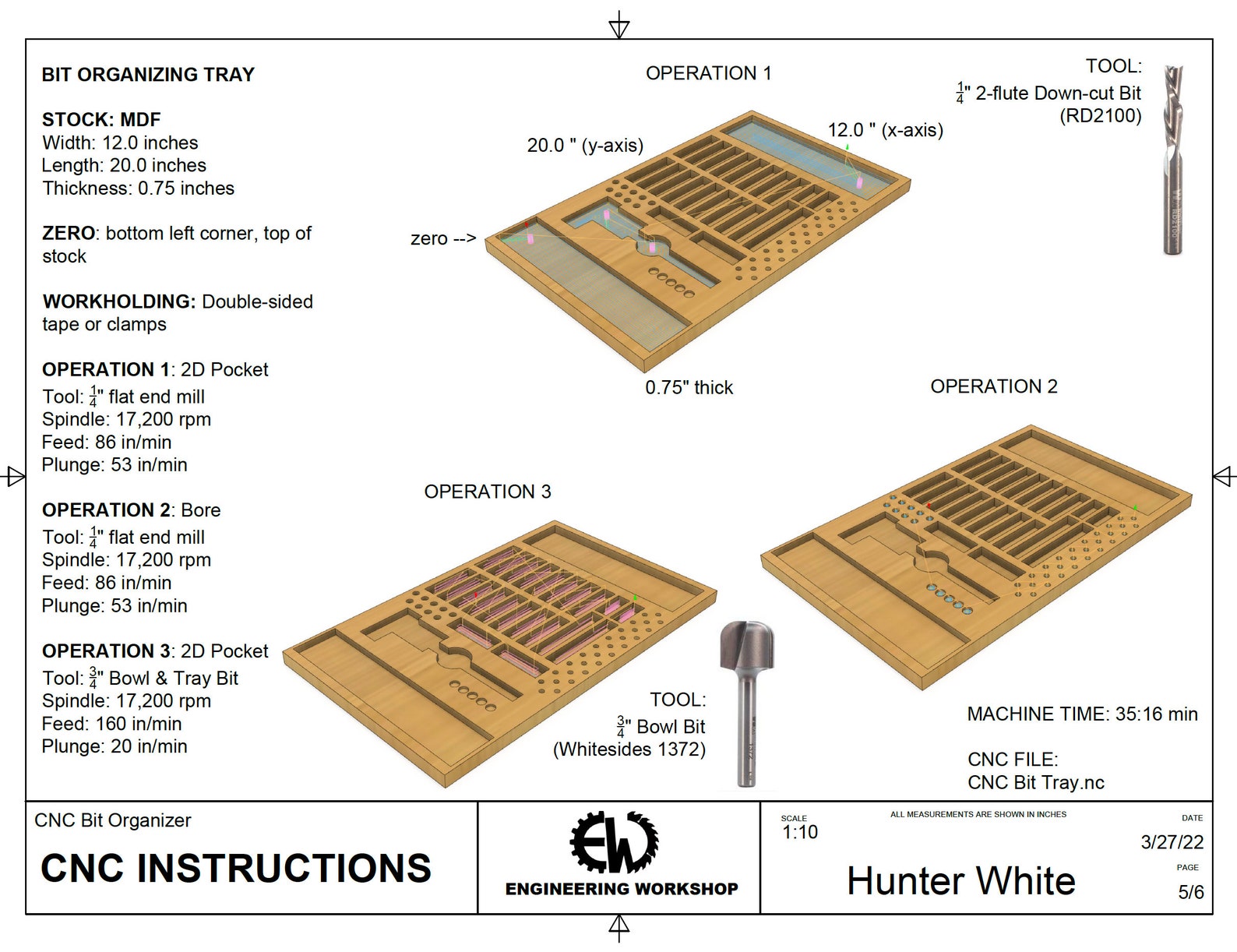 CNC Bit & Work Holding Drawer Organizer Build Plans and CAD - Etsy