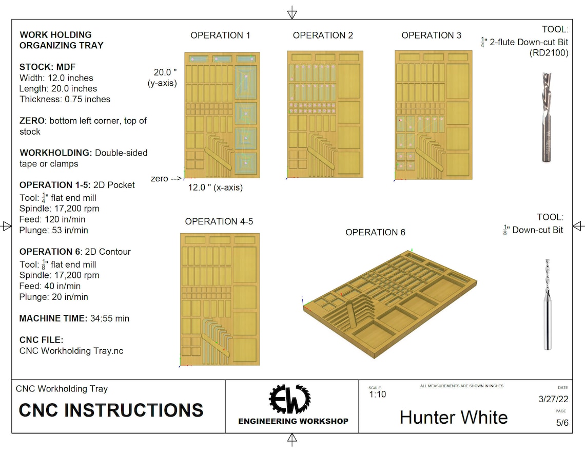 CNC Bit & Work Holding Drawer Organizer Build Plans and CAD - Etsy