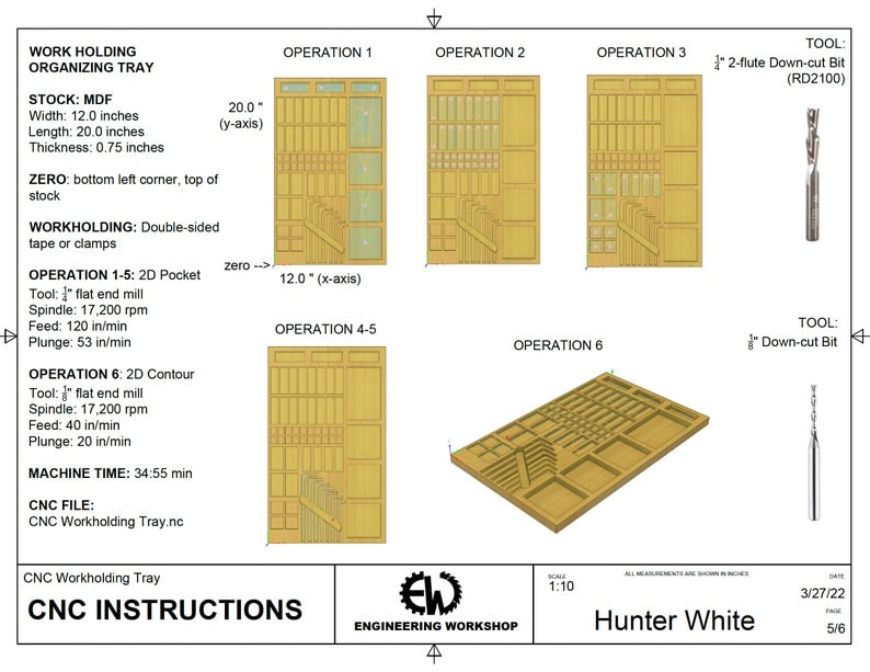 CNC Bit & Work Holding Drawer Organizer Build Plans and CAD - Etsy