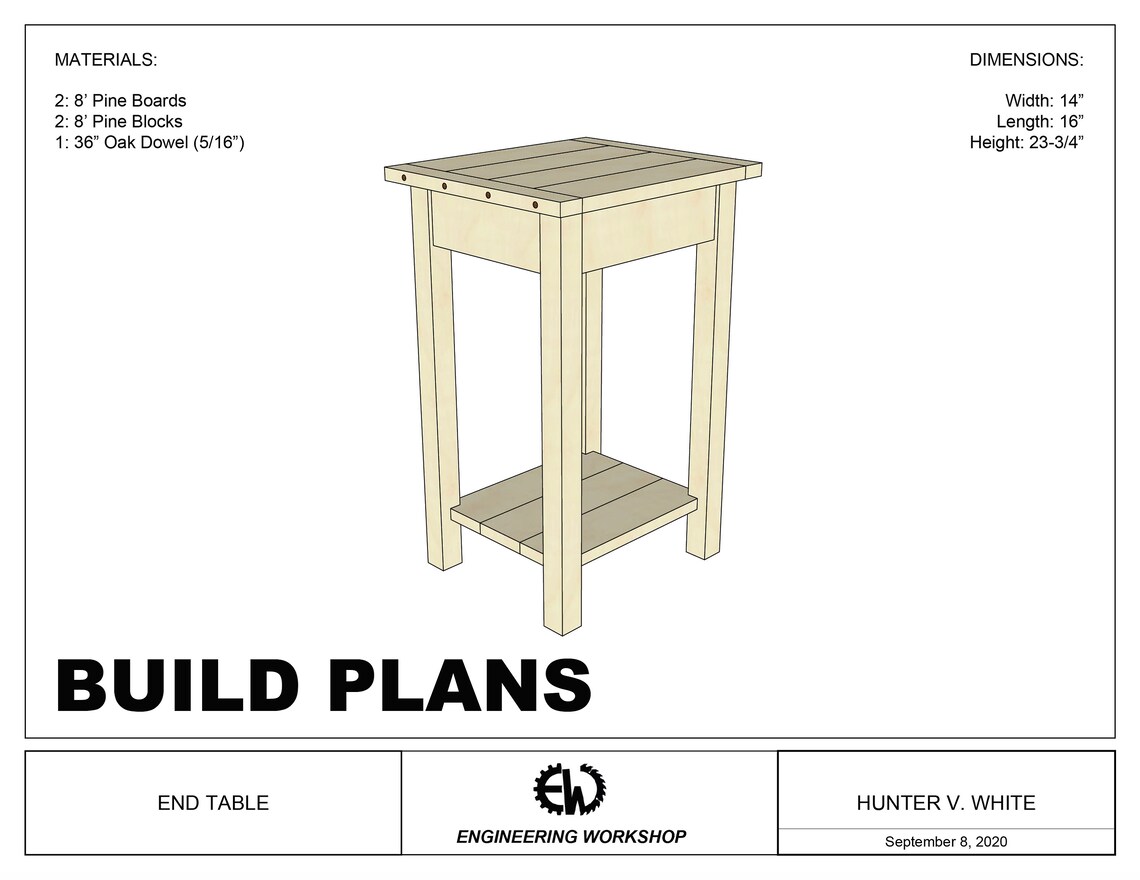 DIY End Table Plans - Etsy