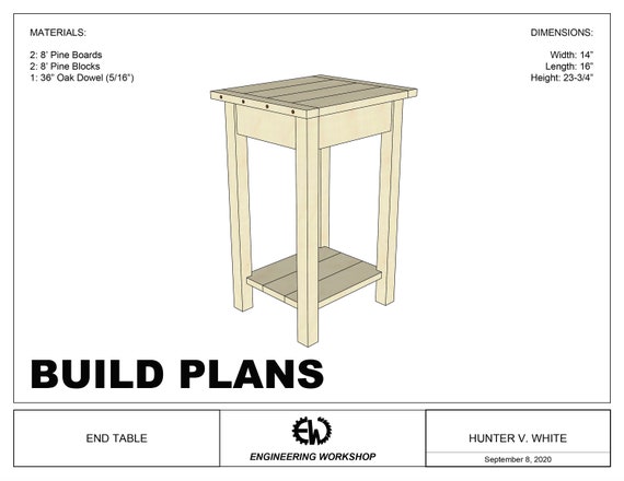 DIY End Table Plans - Etsy