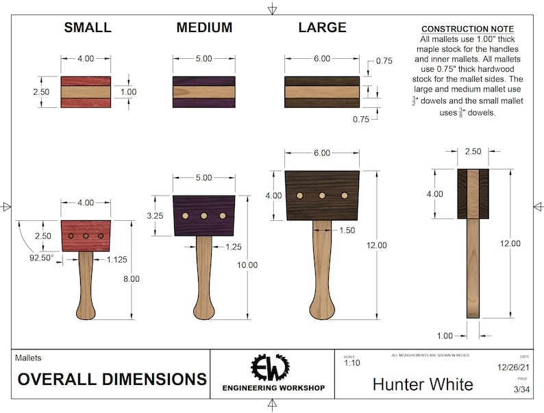 Woodworking Mallet Build Plans: CNC Router, Hand Tool, & Templates (PDF ...