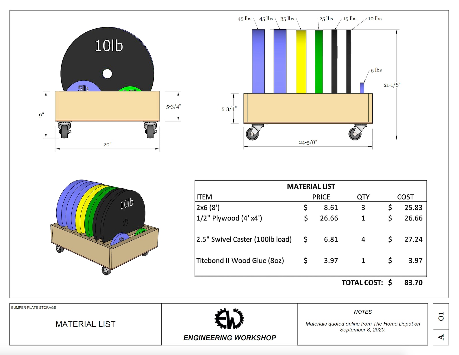 DIY Rogue Echo Bumper Plate Storage Plans | Etsy