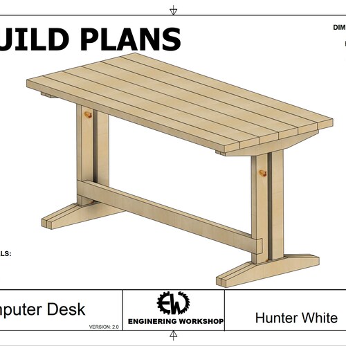 DIY Modern Plywood Desk Plans Using 1-sheet of Plywood Build - Etsy