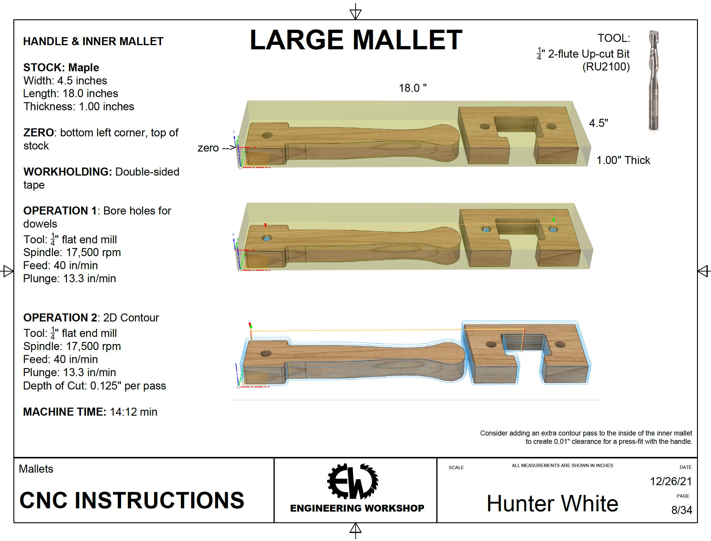 Woodworking Mallet Build Plans: CNC Router, Hand Tool, & Templates (PDF ...