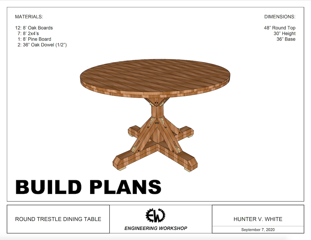 DIY Round Trestle Dining Table Plans - Etsy