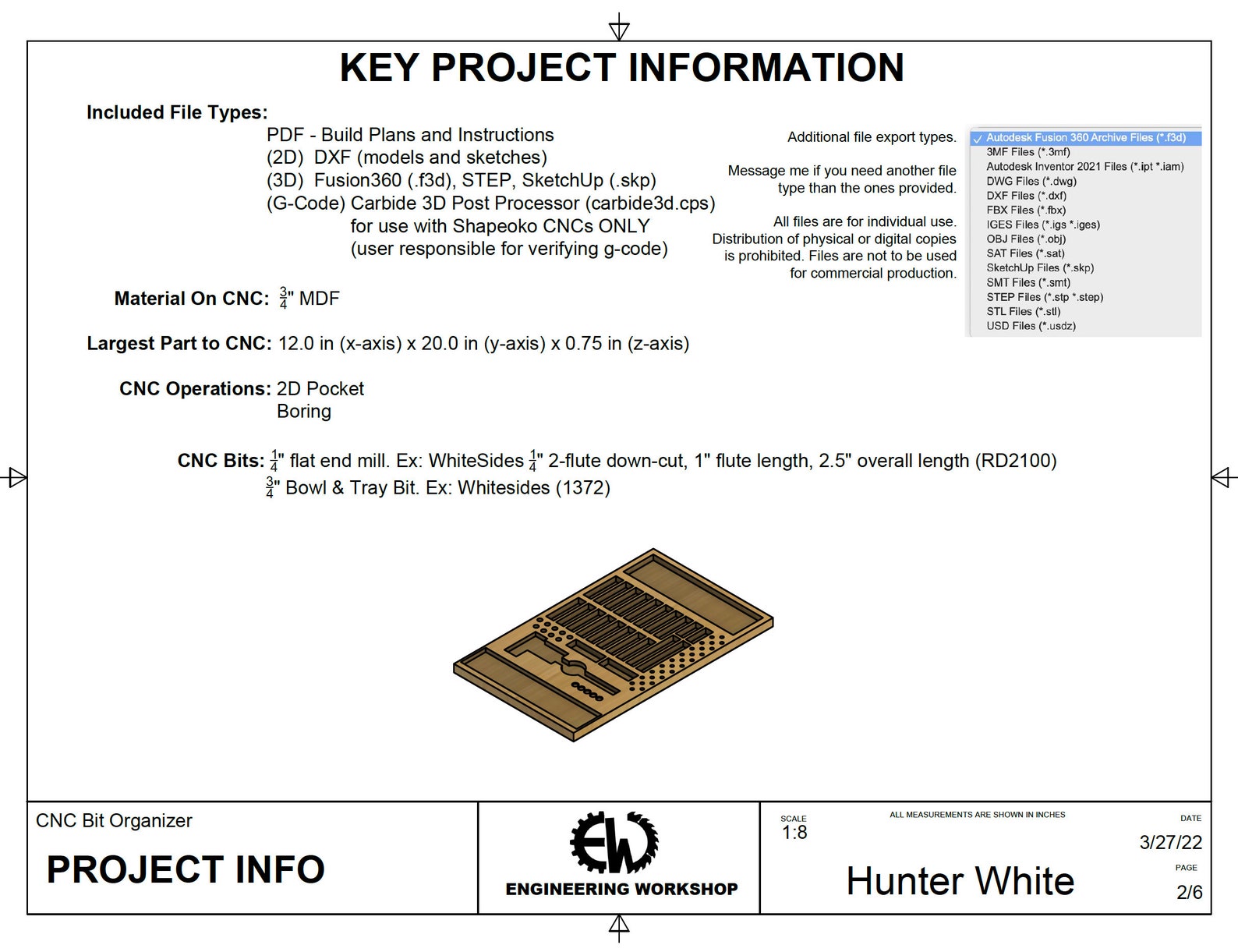 CNC Bit & Work Holding Drawer Organizer Build Plans and CAD - Etsy
