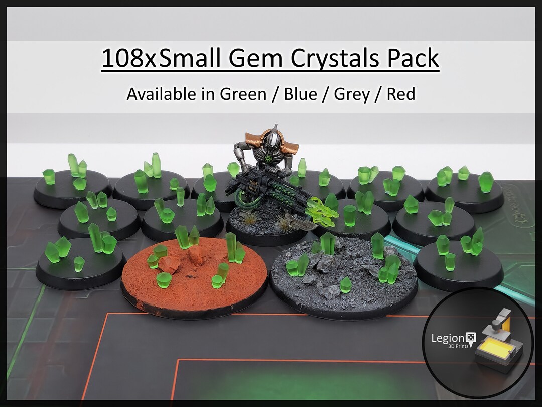 108x Small Gem Crystals Pack in Green Blue Grey Red - for Wargaming ...