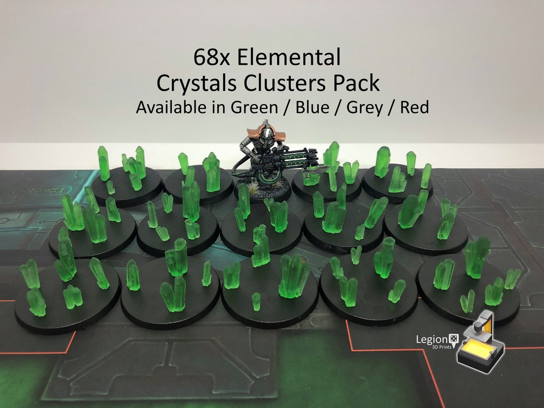 Element Crystal Clusters Packs (68x) in Clear Green Blue Grey Red Resin ...