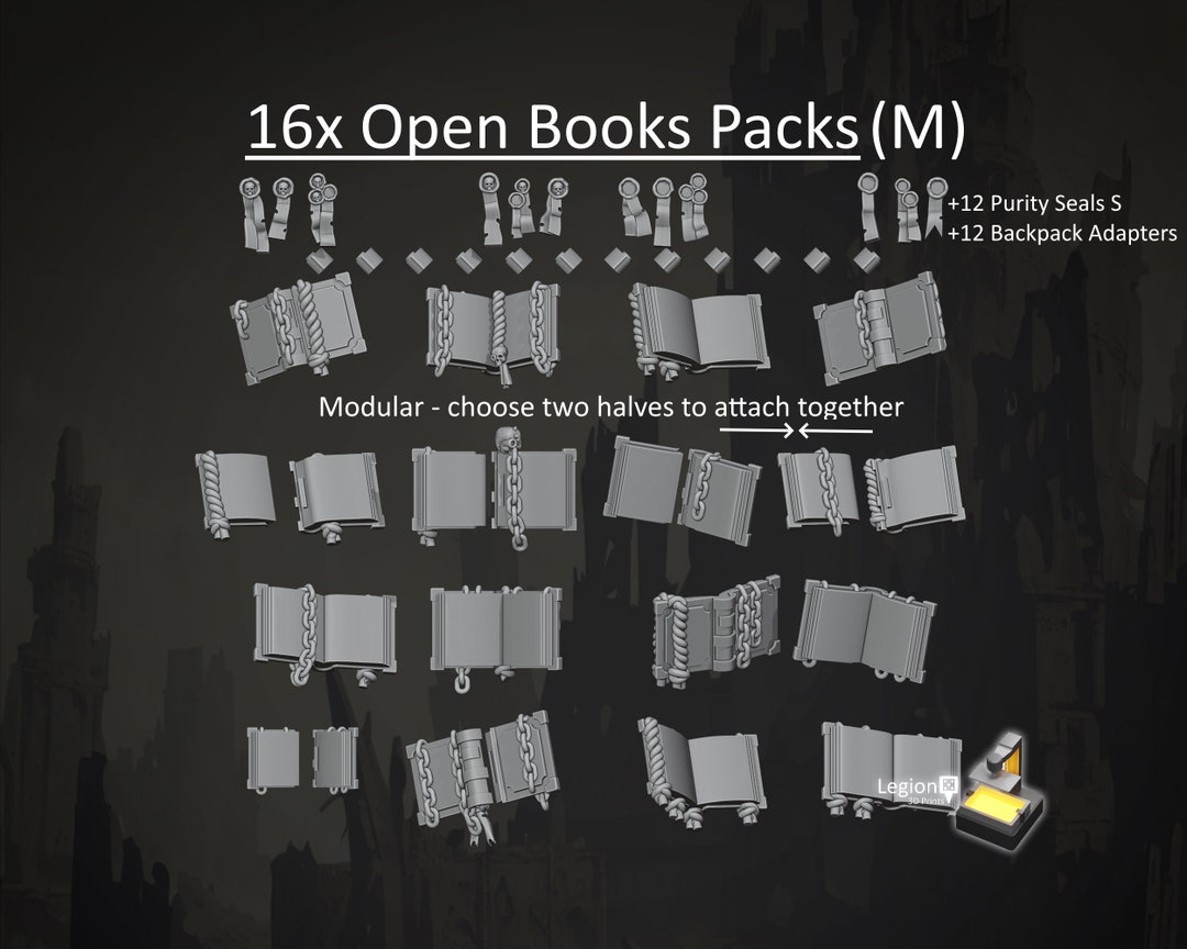 Modular Open Books Accessory Packs M (16x) - for Hobby Wargaming Model ...