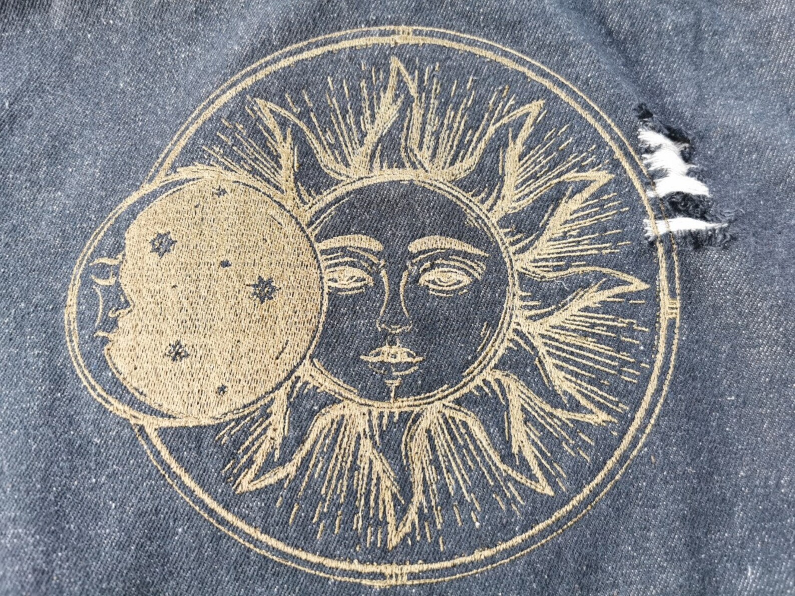 Black Denim Jacket Pagan Celestial Coat Sun Moon Gothic - Etsy UK