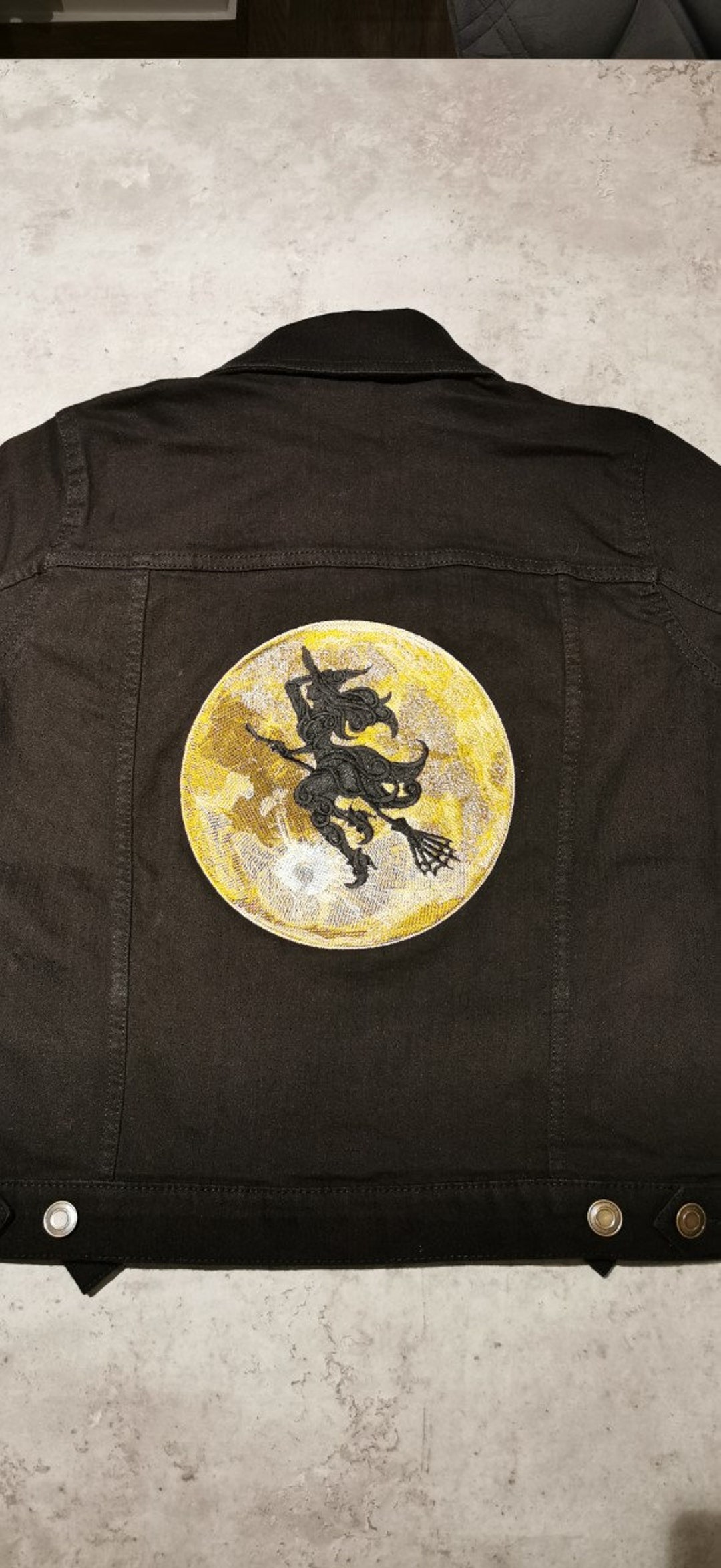 Black Denim Witch Jacket Pagan Celestial Coat Sun Moon Gothic - Etsy