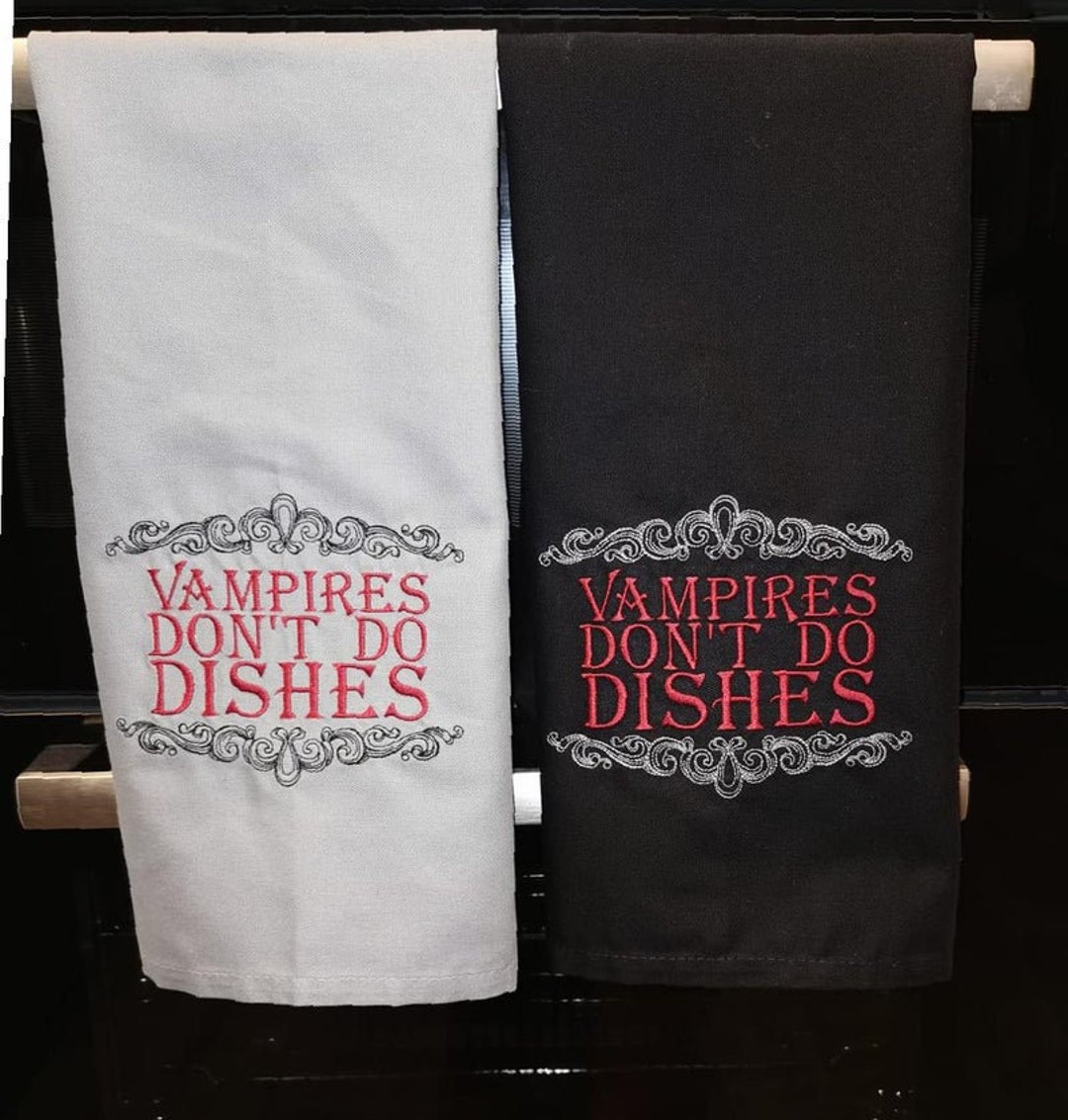 Vampires Tea Towel, Dracular Dish Cloth, Gothic Kitchen Accessory, Goth ...