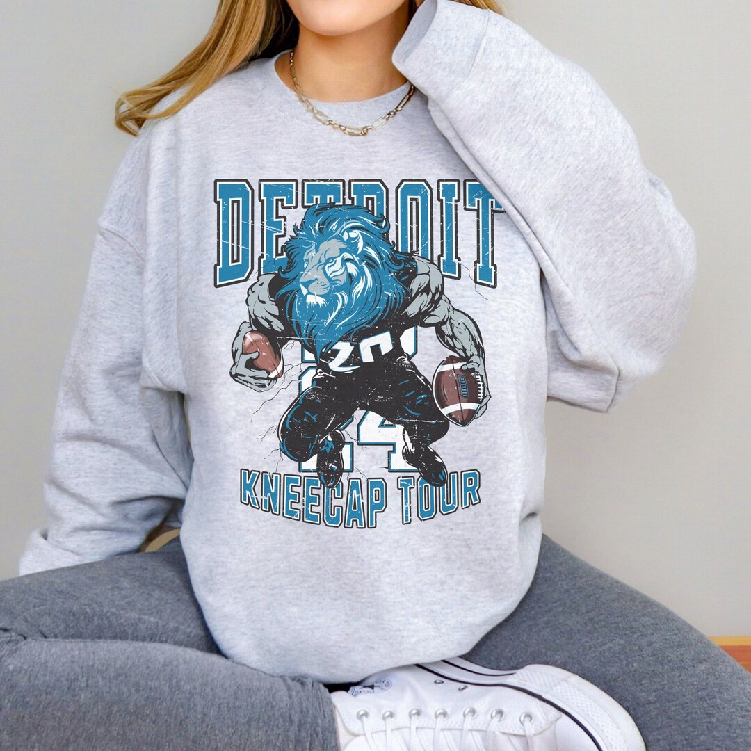 Detroit Football Sweatshirt Lions Football Crewneck Detroit Kneecap ...
