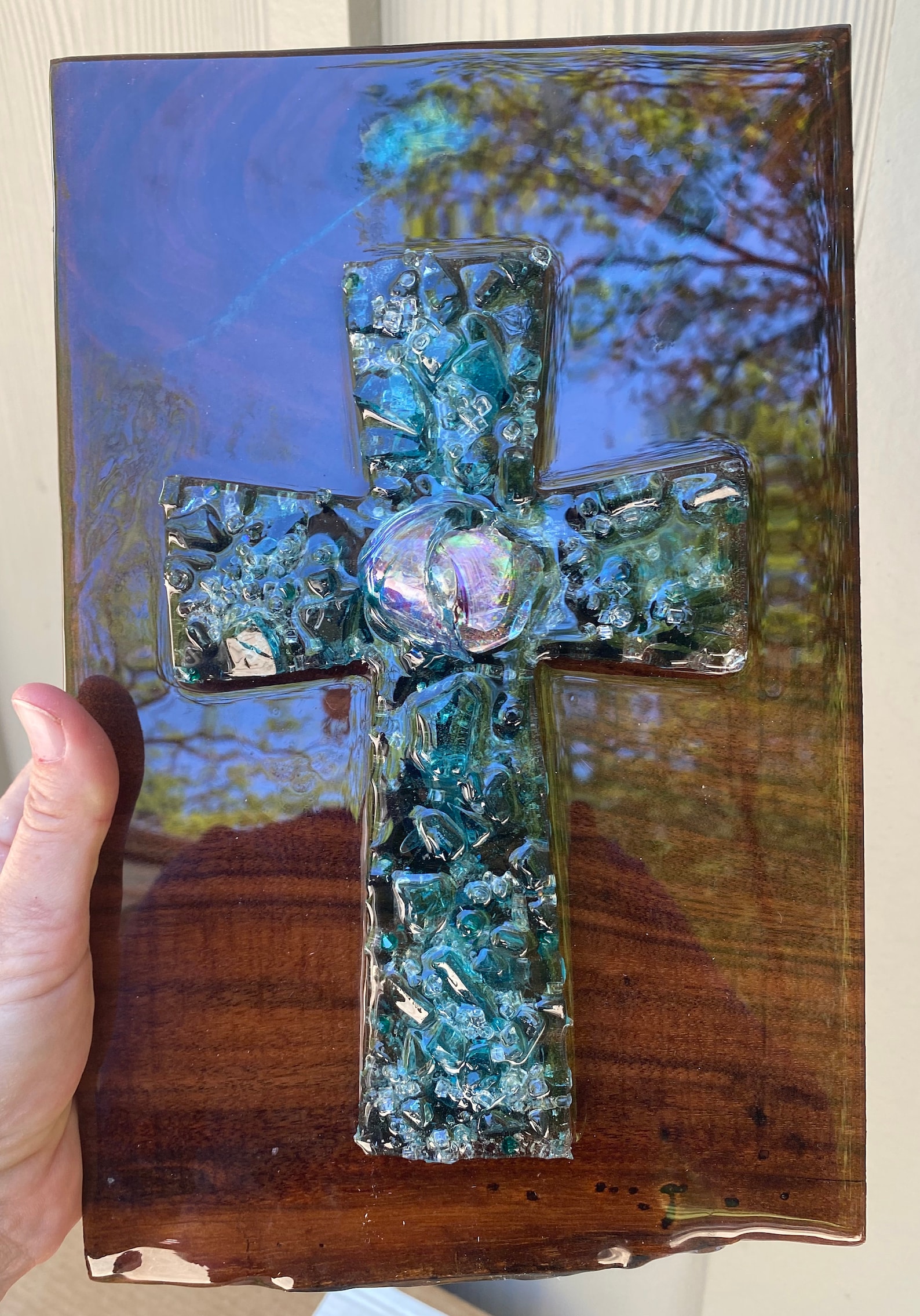 Azuria Formed Cross on Walnut Plank - Etsy