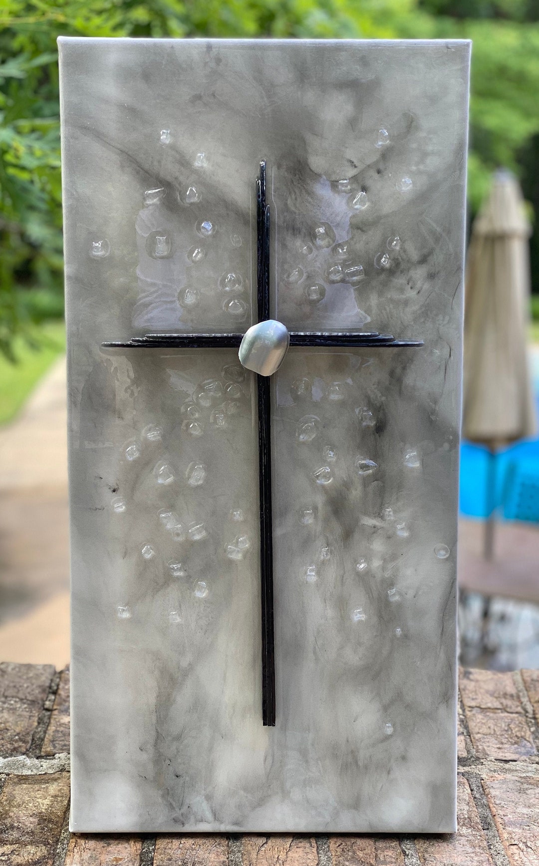 Elegant and Simple Cut Glass Cross on Swirled Resin Background - Etsy