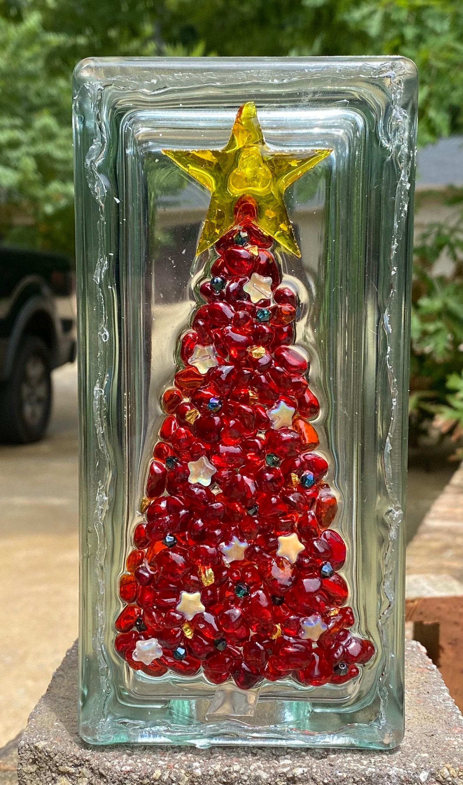 Christmas Tree on Glass Block -- Ready for Lights! - Etsy