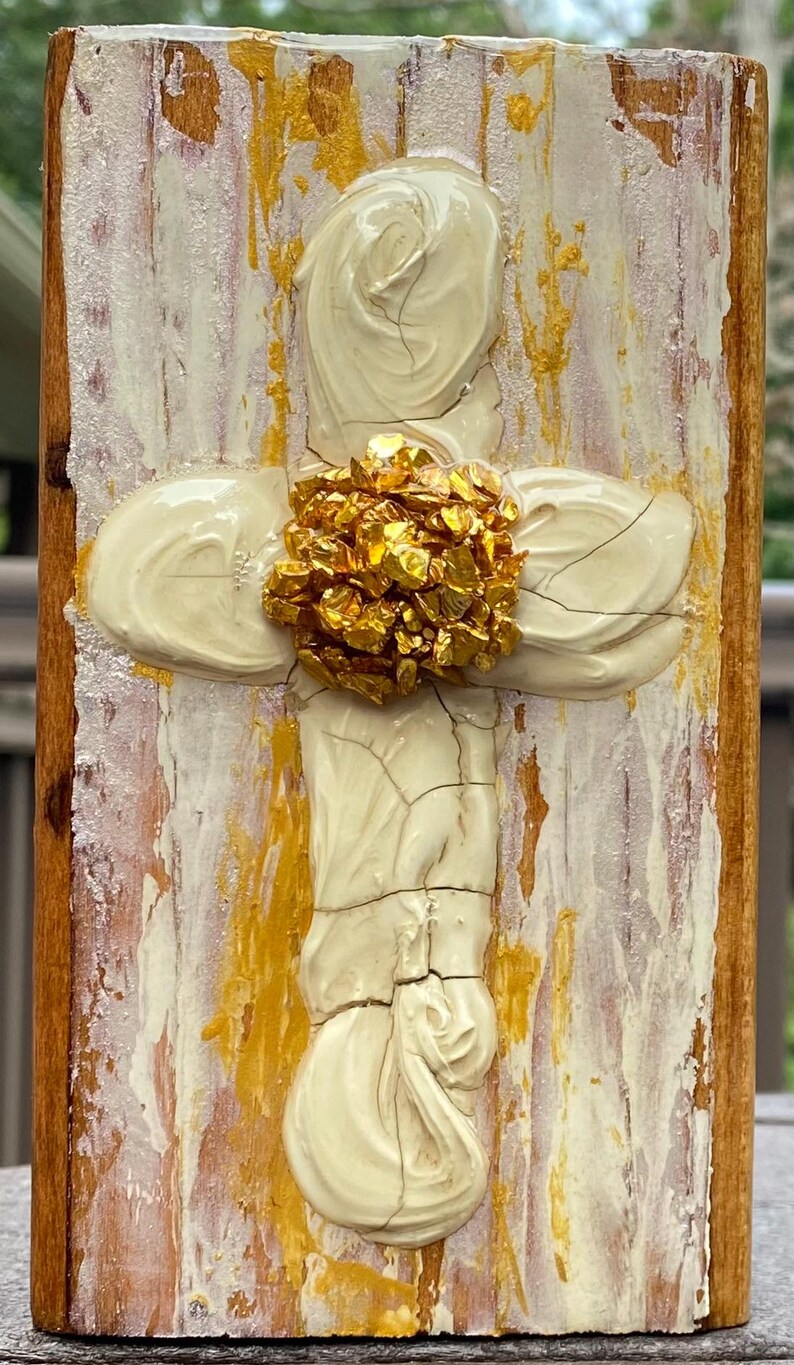 Simple yet Elegant Plaster Cross on Stained and Painted Wood - Etsy