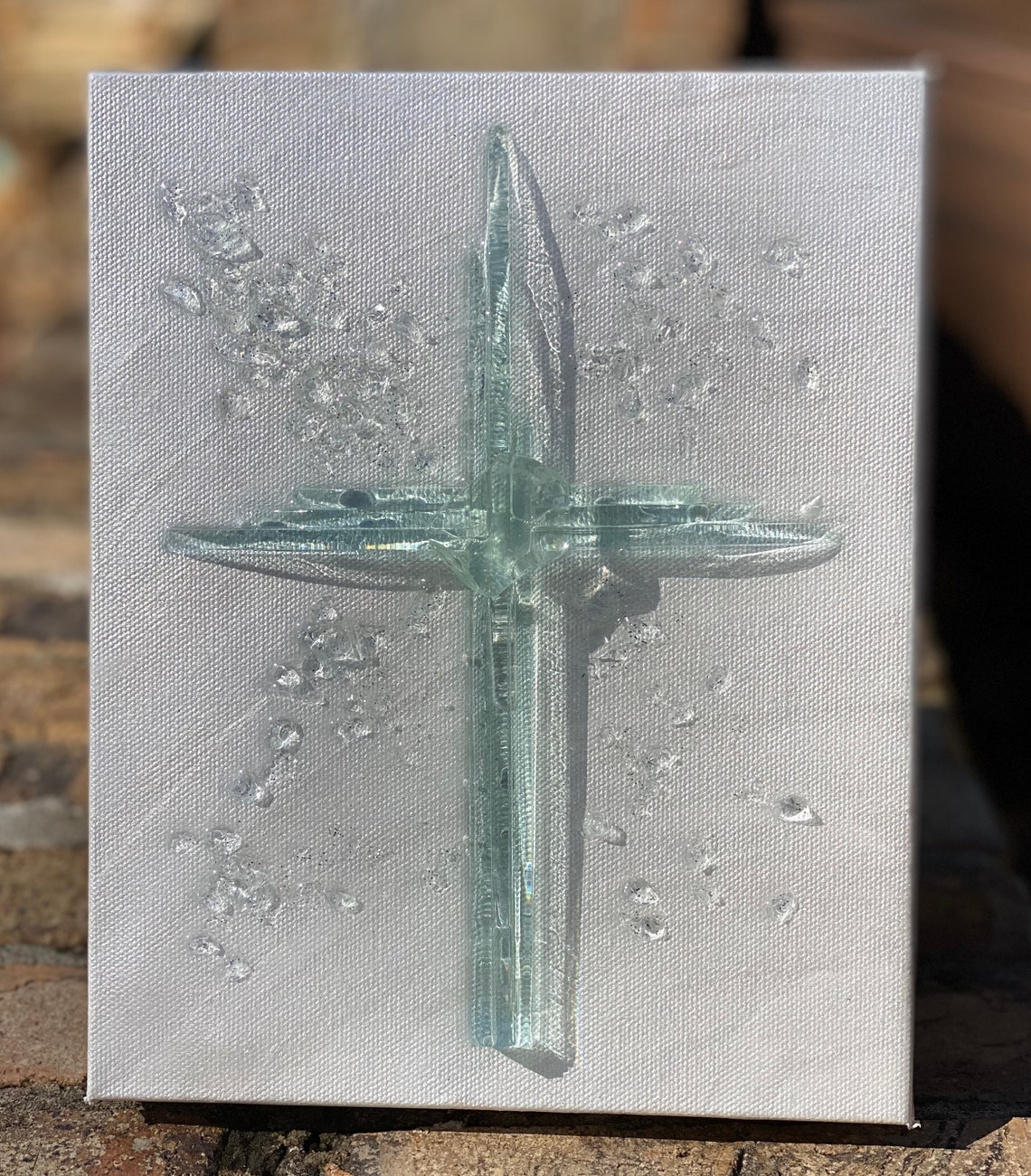 Cut Solex Glass Cross on Canvas - Etsy