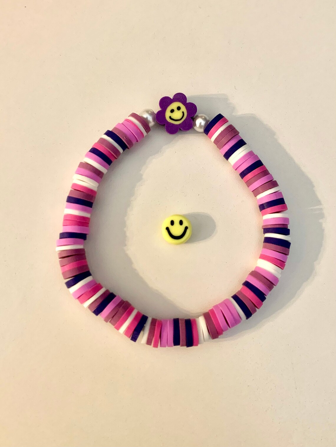 Clay Disk Beaded Bracelets or Anklets Smiley Face Summer - Etsy