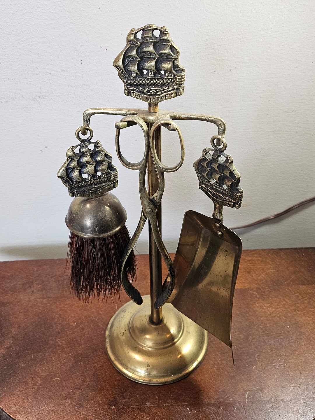 3 Piece Brass Fireplace Set - Etsy