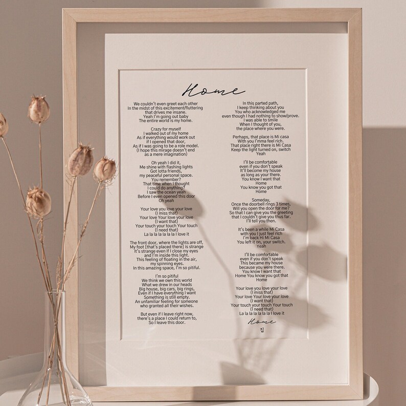 Home, BTS Poster, Lyrics, Song Lyrics Print, Printable Kpop Postercard ...
