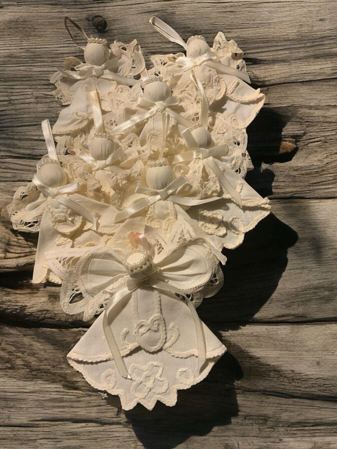Battenburg Lace Angel Set of 8 Pearl & Floral Cotton, Heavenly Vtg 1-5 ...