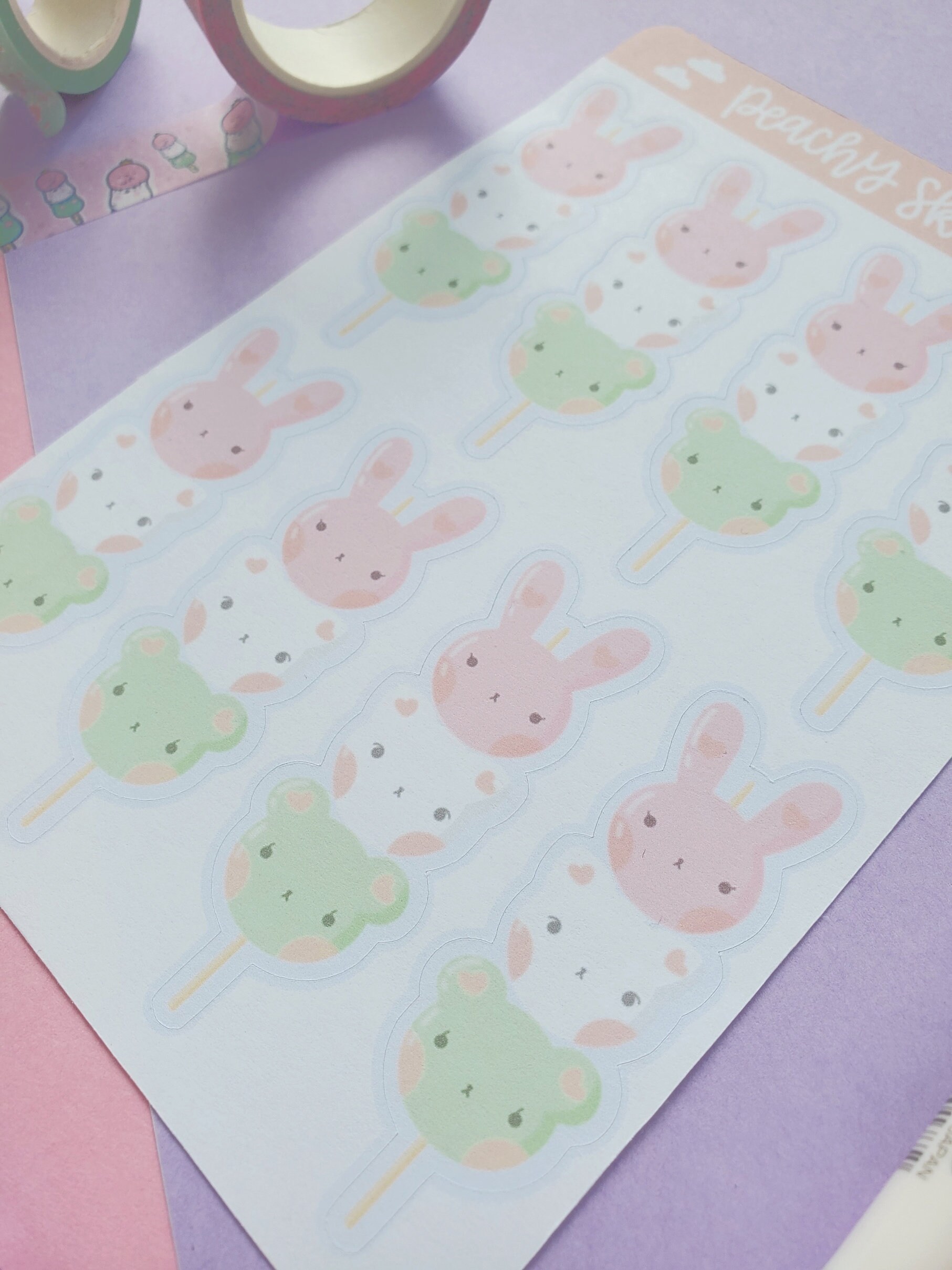 Cute Pastel Animal Hanami Dango Sticker Sheet Stickers for | Etsy