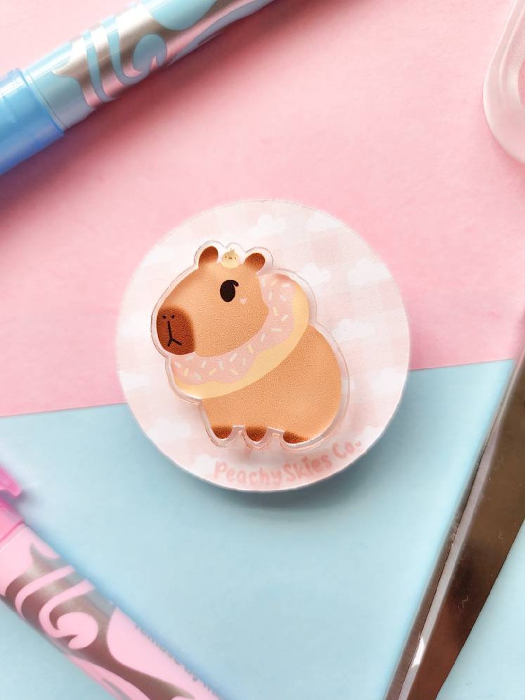 Cute Donut Capybara Acrylic Pin, Capybara Acrylic Pin - Etsy