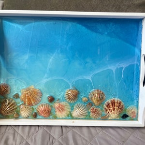 Handmade Resin Seashells Wooden Large Tray - Etsy