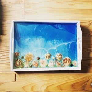 Handmade Resin Seashells Wooden Large Tray - Etsy