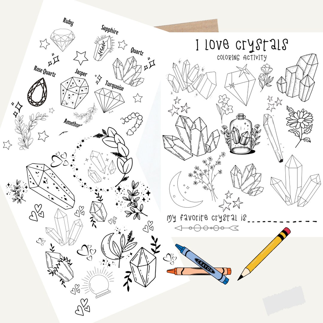 Crystal Coloring Sheets/activity Sheets. Printable Png. - Etsy