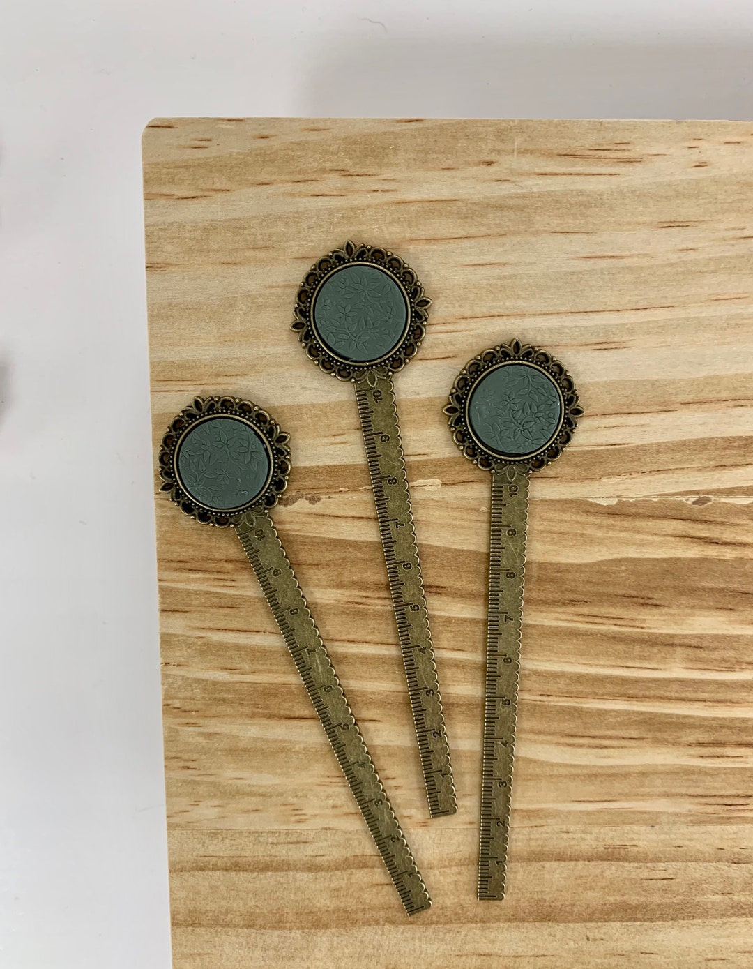 Green Floral Imprint Book Mark Ruler Book Mark, Polymer Clay Bookmark ...