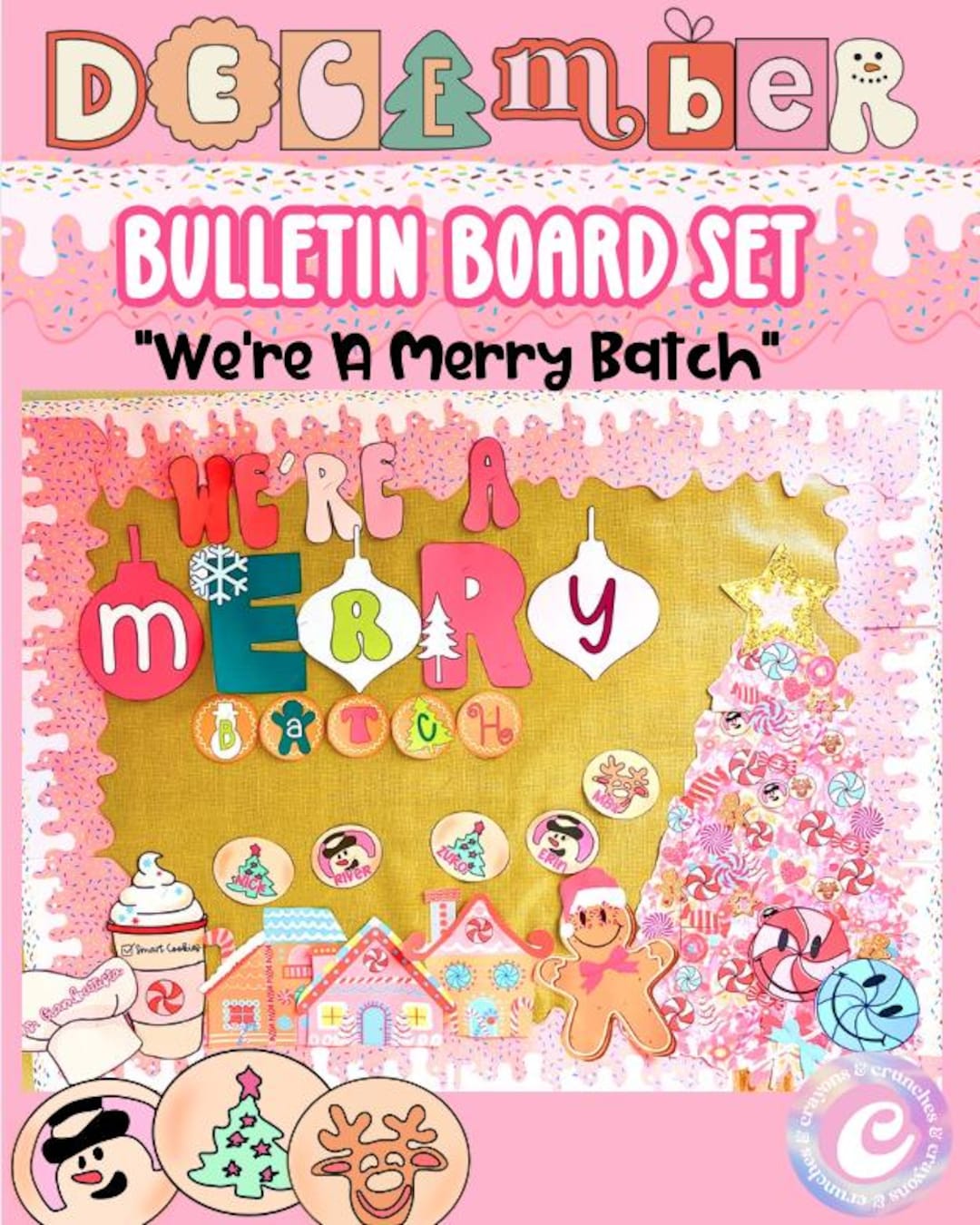 December Christmas Bulletin Board Set/ Pinkmas/pink Christmas - Etsy