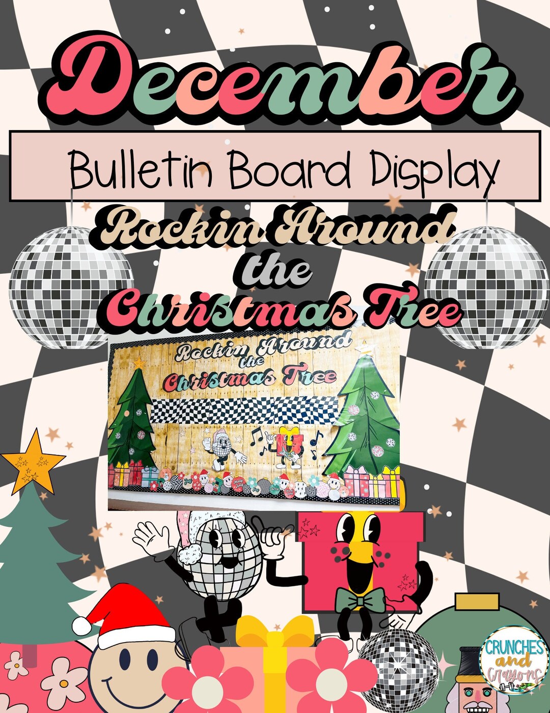 December Retro Bulletin Board Set | Rockin Around the Christmas Tree - Etsy
