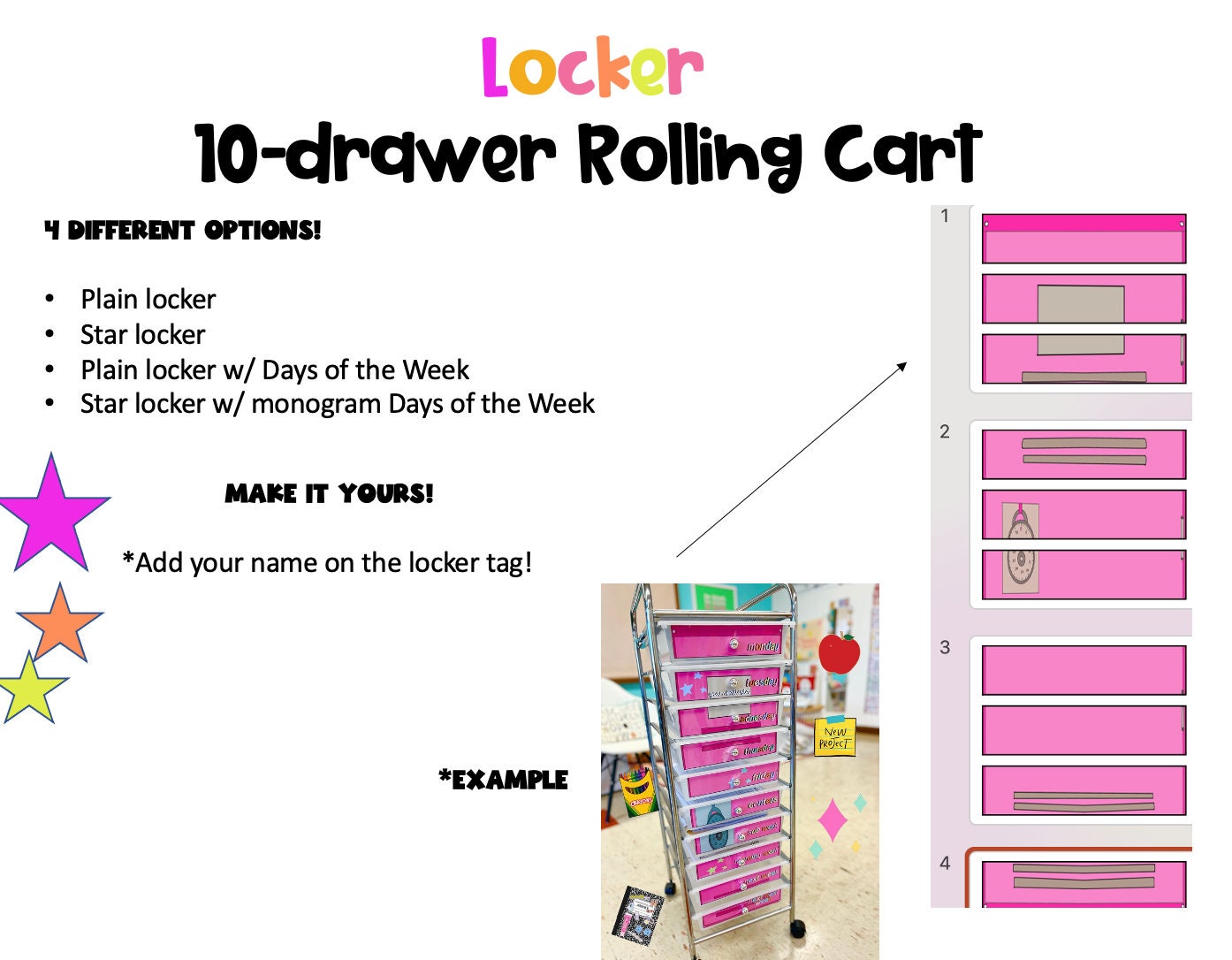 10-drawer Rolling Cart Labels - LOCKER - Etsy
