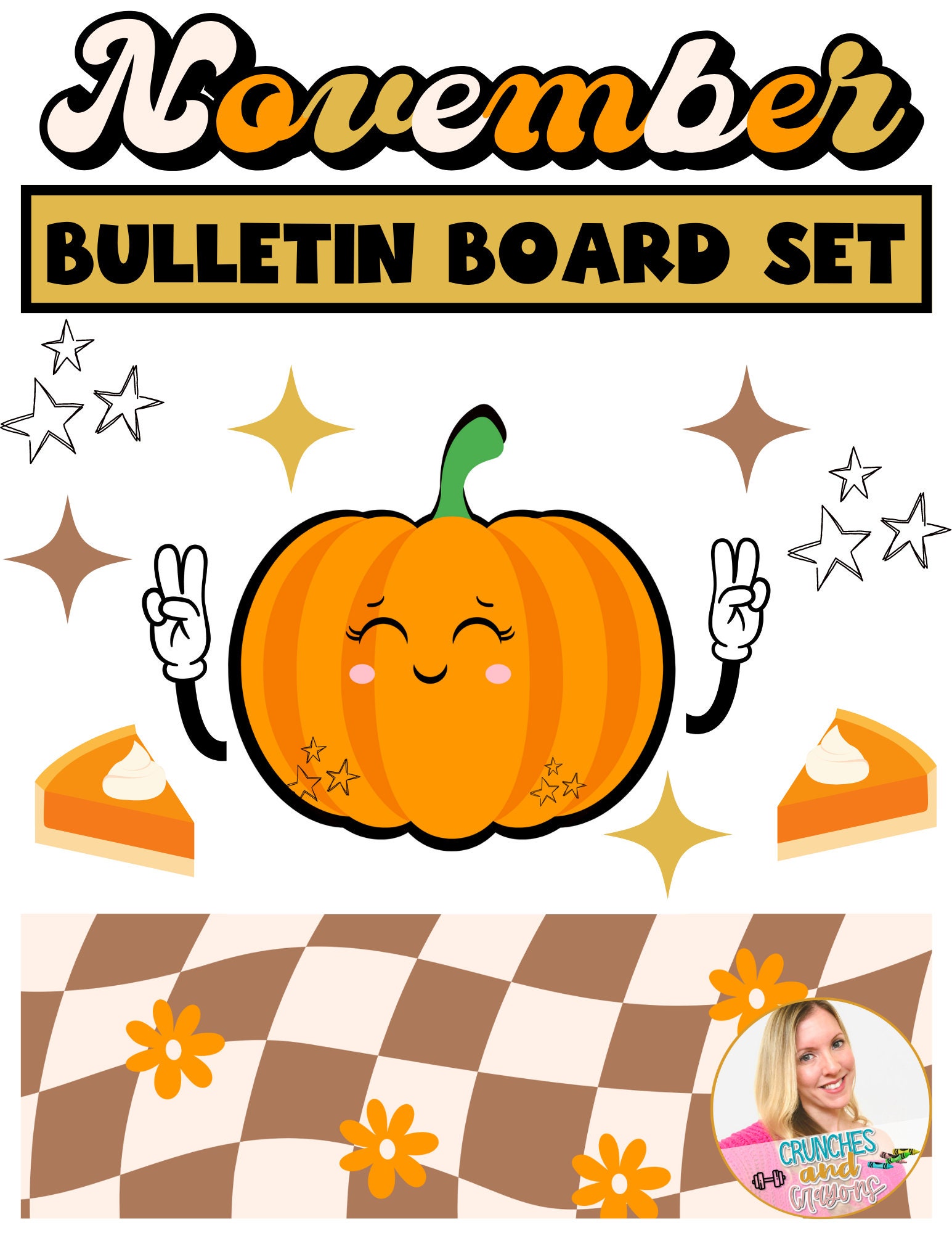 November Retro Bulletin Board Set Thankful Vibes - Etsy