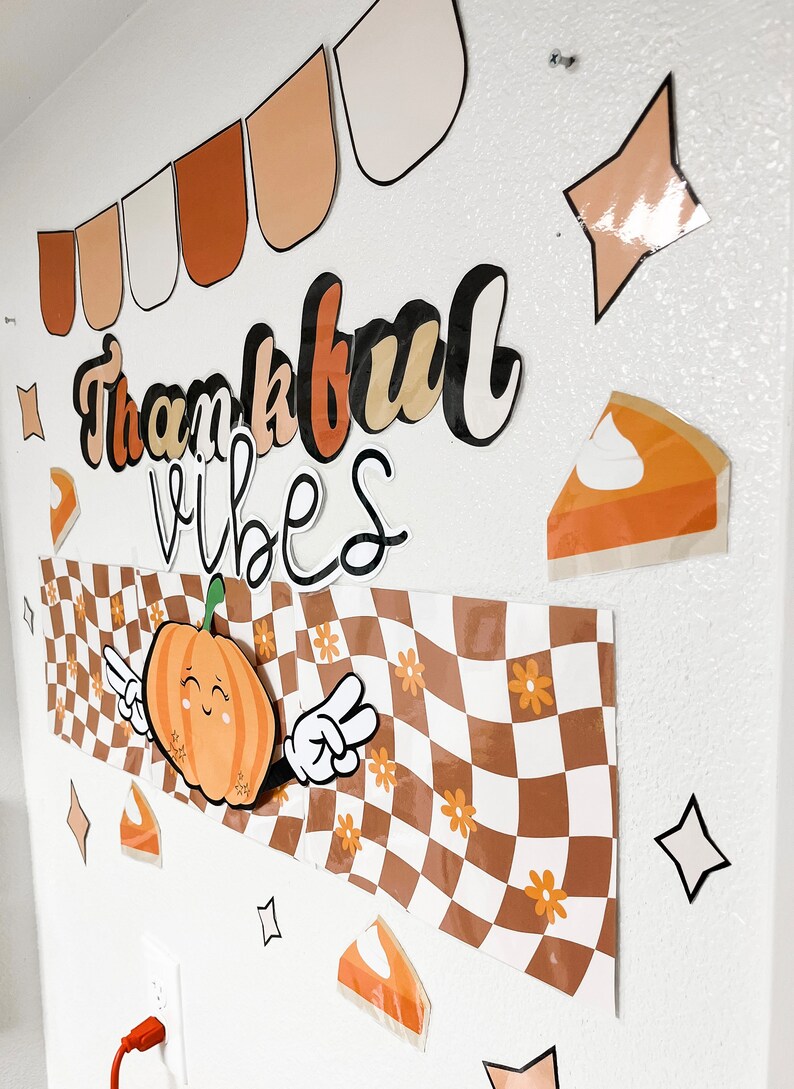 November Retro Bulletin Board Set Thankful Vibes - Etsy
