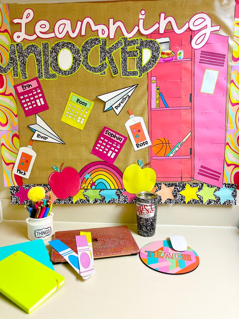Learning Unlocked! - Back to School Bulletin Board Set/90s Retro ...