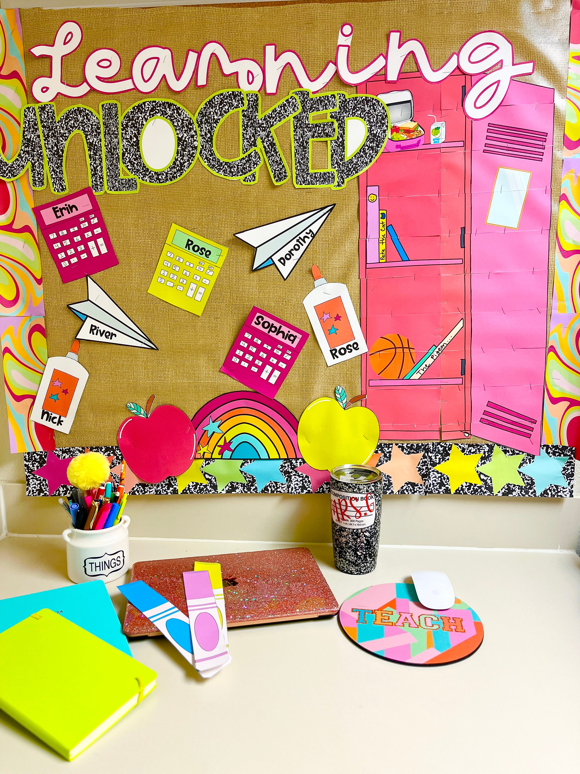Learning Unlocked! - Back to School Bulletin Board Set/90s Retro ...